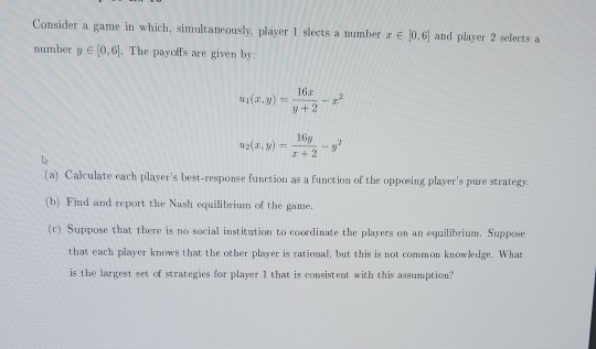 Consider a game in which, simultaneously player 1 | Chegg.com