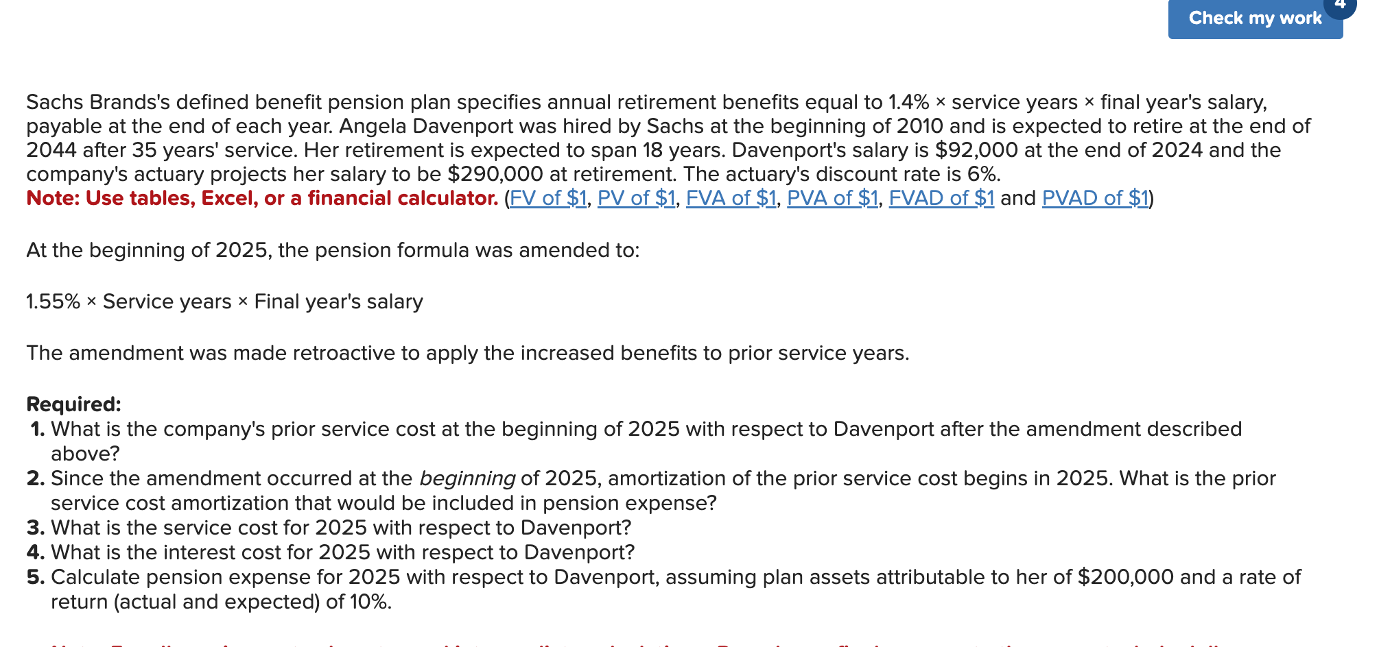 Solved Sachs Brands's defined benefit pension plan specifies | Chegg.com