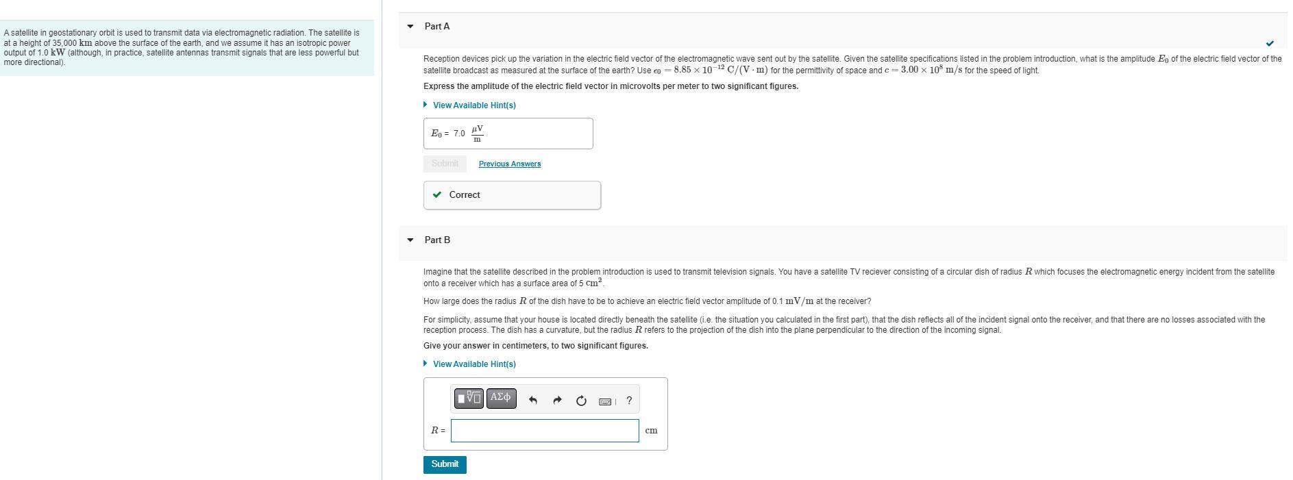 Solved Previous Answers Correct - Part B onto a receiver | Chegg.com