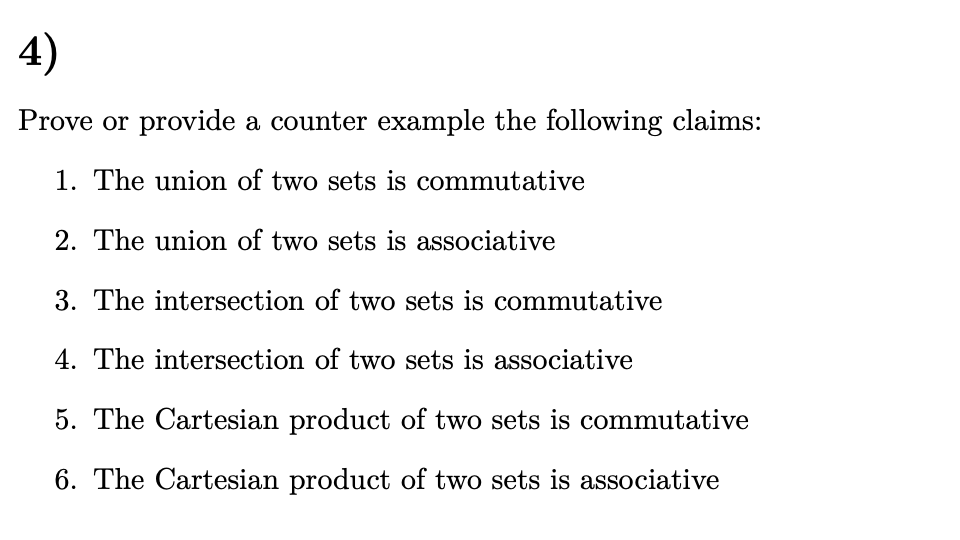 Solved Prove or provide a counter example the following | Chegg.com