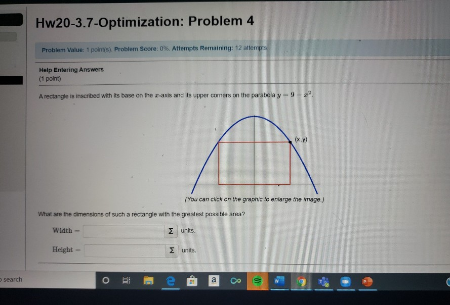 Solved Hw20-3.7-Optimization: Problem 4 Problem Value: 1 | Chegg.com