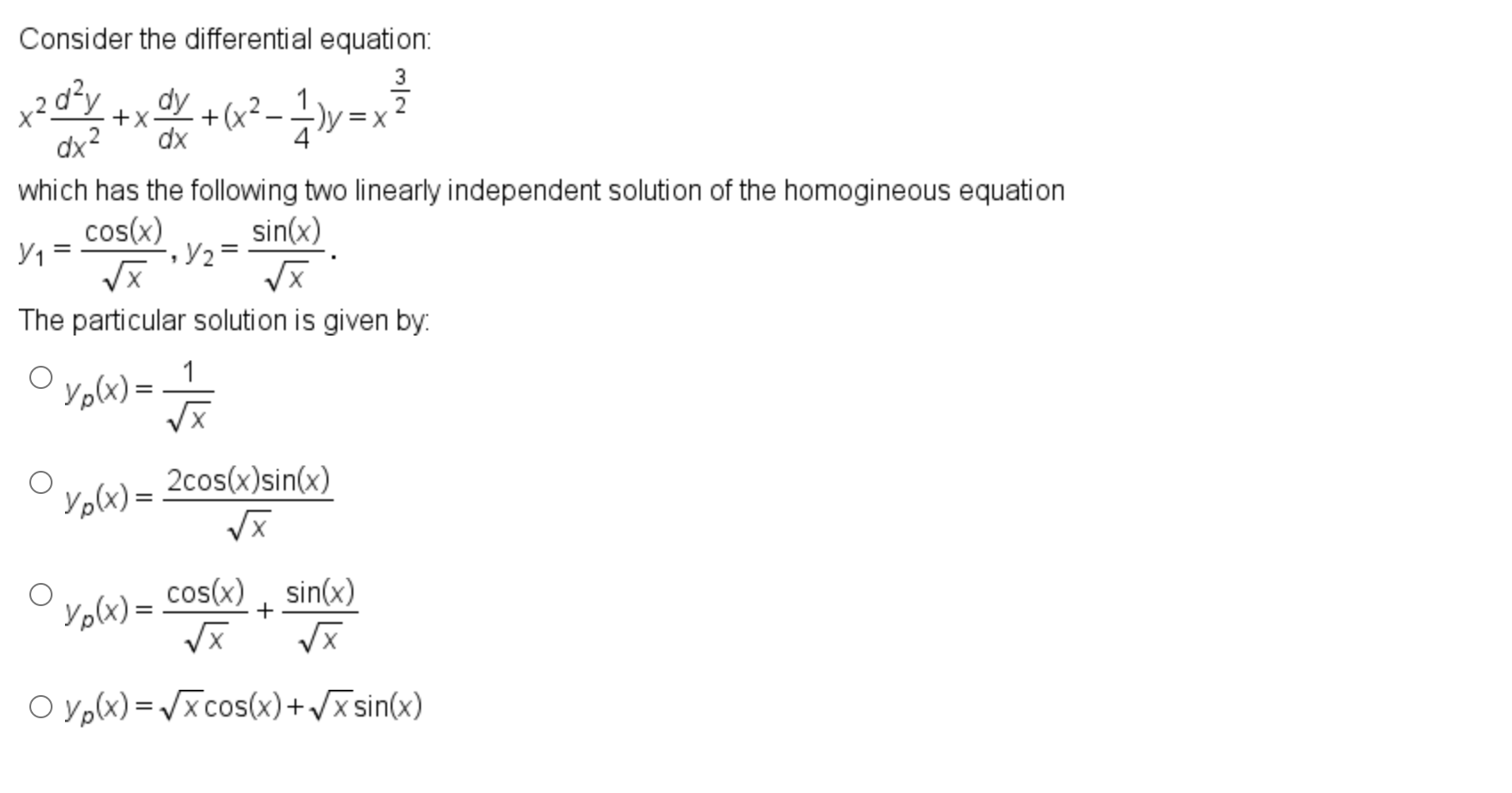 Solved Consider the differential equation: 3 dy +(x2-1)y=x | Chegg.com