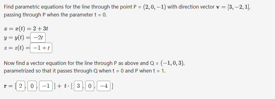 Solved Find Parametric Equations For The Line Through The