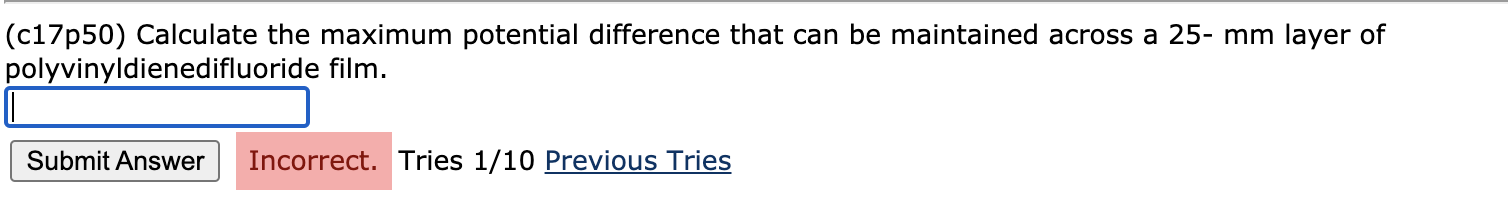 Solved (c17p50) Calculate the maximum potential difference | Chegg.com