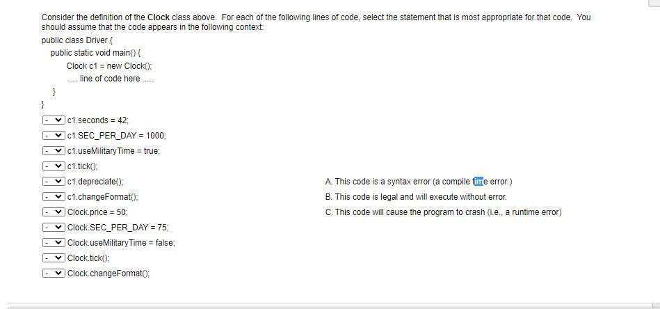 Solved public class Clock { public static boolean | Chegg.com