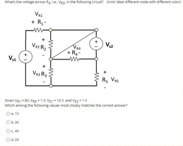 Solved What's the voltage across R3, i.e., VR3, in the | Chegg.com