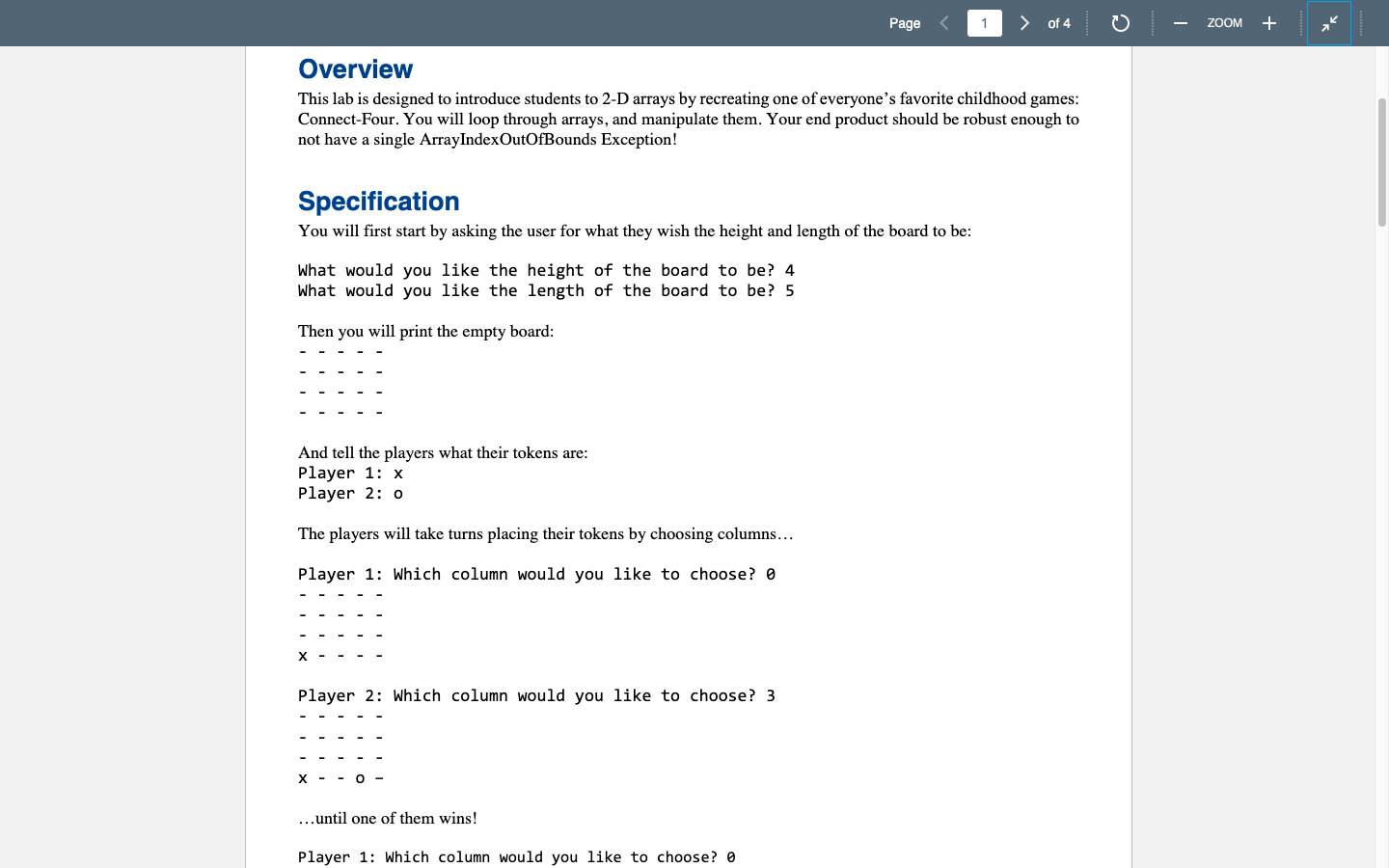 Solved Page 1 > of 4 ZOOM + Overview This lab is designed to | Chegg.com