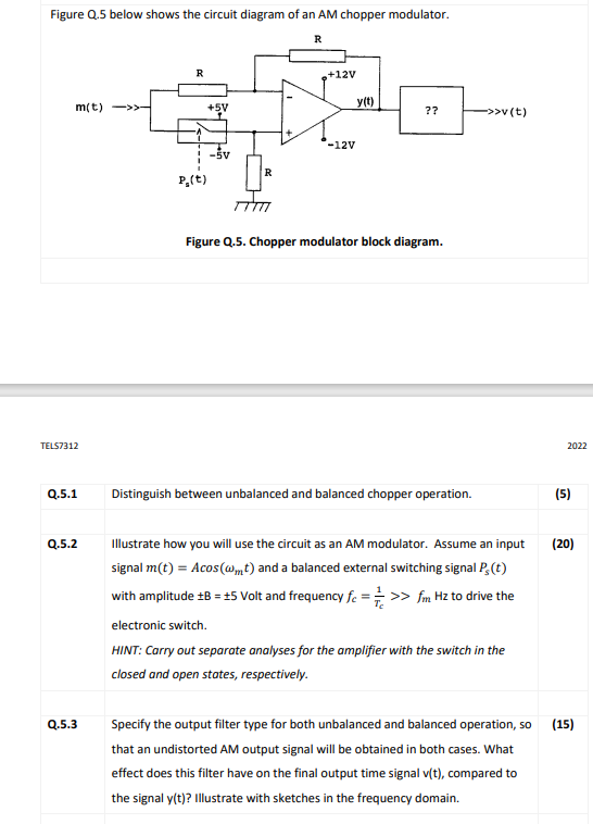Solved Figure Q.5 below shows the circuit diagram of an AM | Chegg.com