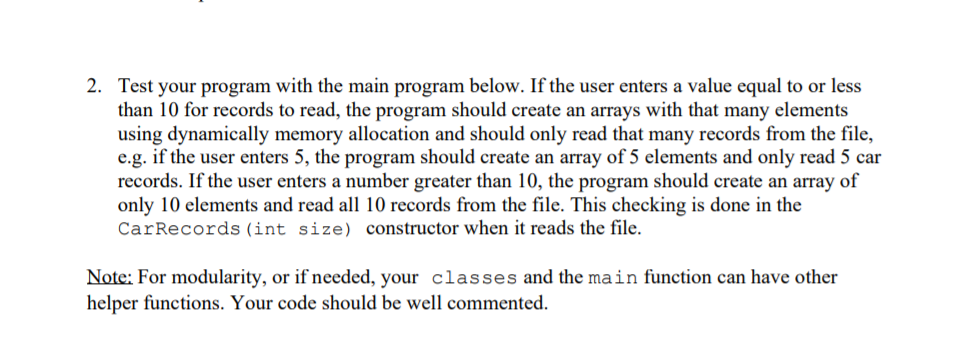 Solved 1. Using the same "CarRecords.txt" input file from | Chegg.com