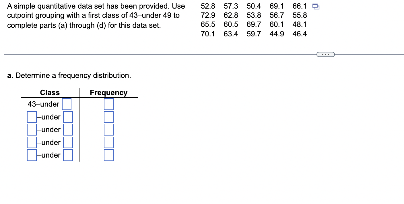 Solved A simple quantitative data set has been provided. Use | Chegg.com