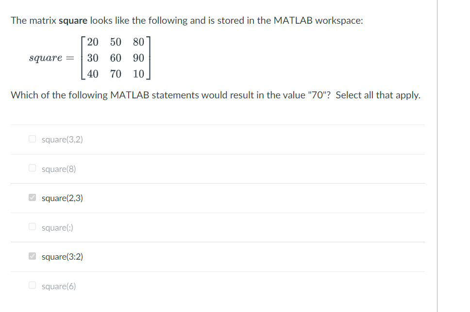 Solved The matrix square looks like the following and is | Chegg.com