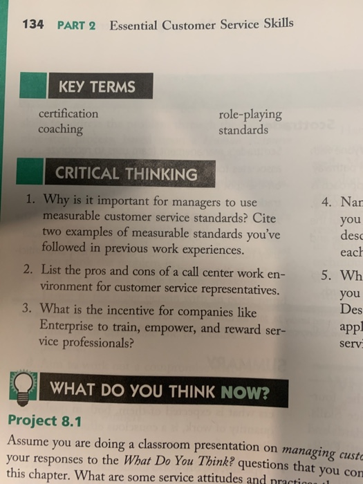 Solved 134 PART 2 Essential Customer Service Skills KEY | Chegg.com