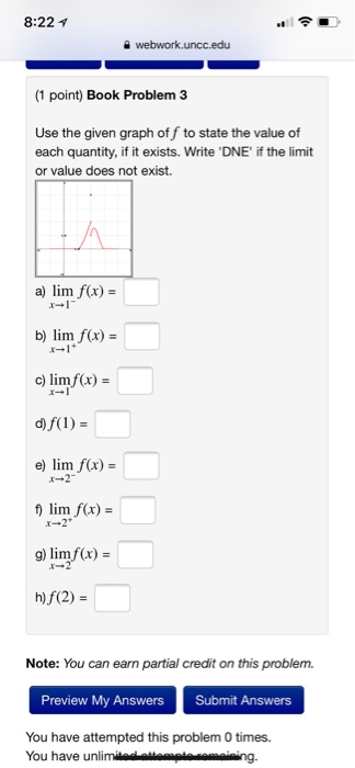 Solved 8:22 (1 point) Book Problem 3 Use the given graph of | Chegg.com