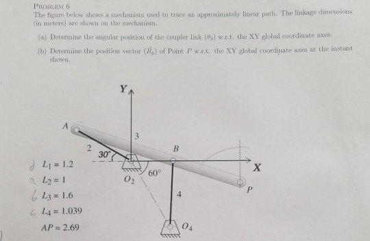 Solved a) Determine the angular position of the coupler link | Chegg.com