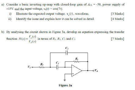 Solved a) Consider a basic inverting op-amp with closed-loop | Chegg.com