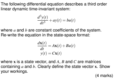 Solved The following differential equation describes a third | Chegg.com