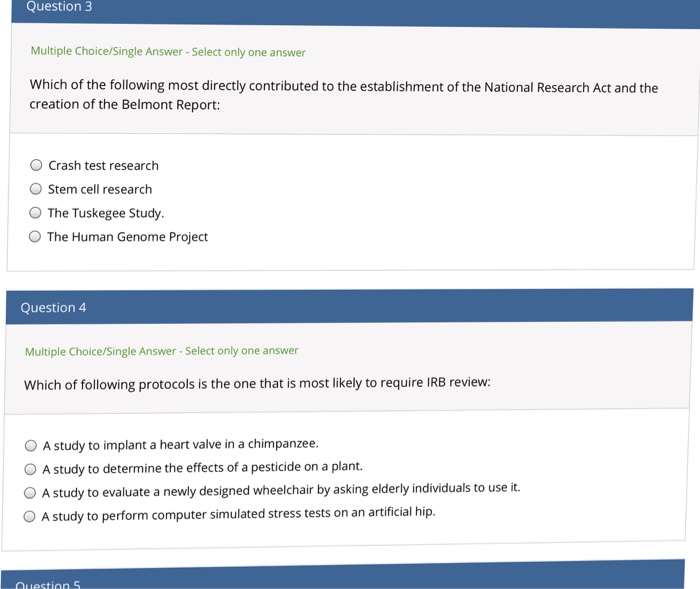 Solved Question 3 Multiple Choice/Single Answer-Select only | Chegg.com