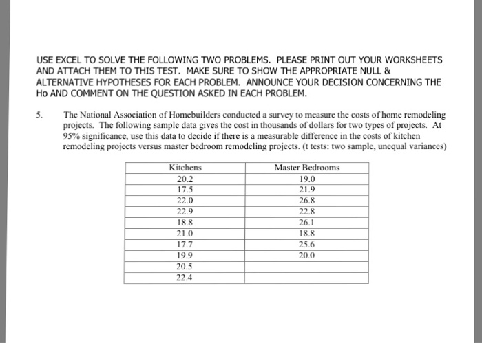 Solved USE EXCEL TO SOLVE THE FOLLOWING TWO PROBLEMS. PLEASE | Chegg.com