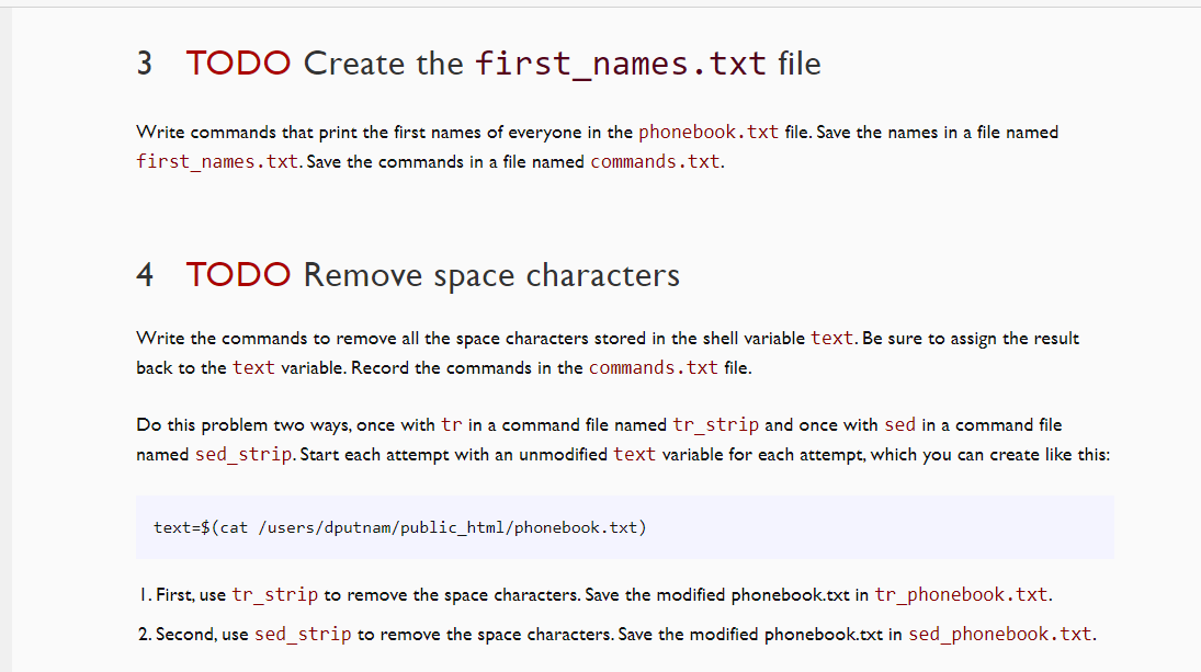 Solved 3 TODO Create the first_names.txt file Write commands | Chegg.com