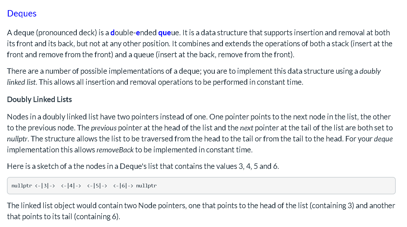 Solved C++ You are to implement and test a Deque template | Chegg.com
