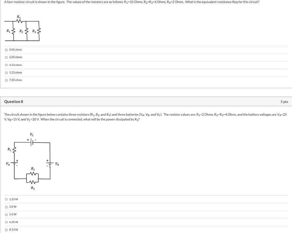 Solved A four-resistor circuit is shown in the figure. The | Chegg.com
