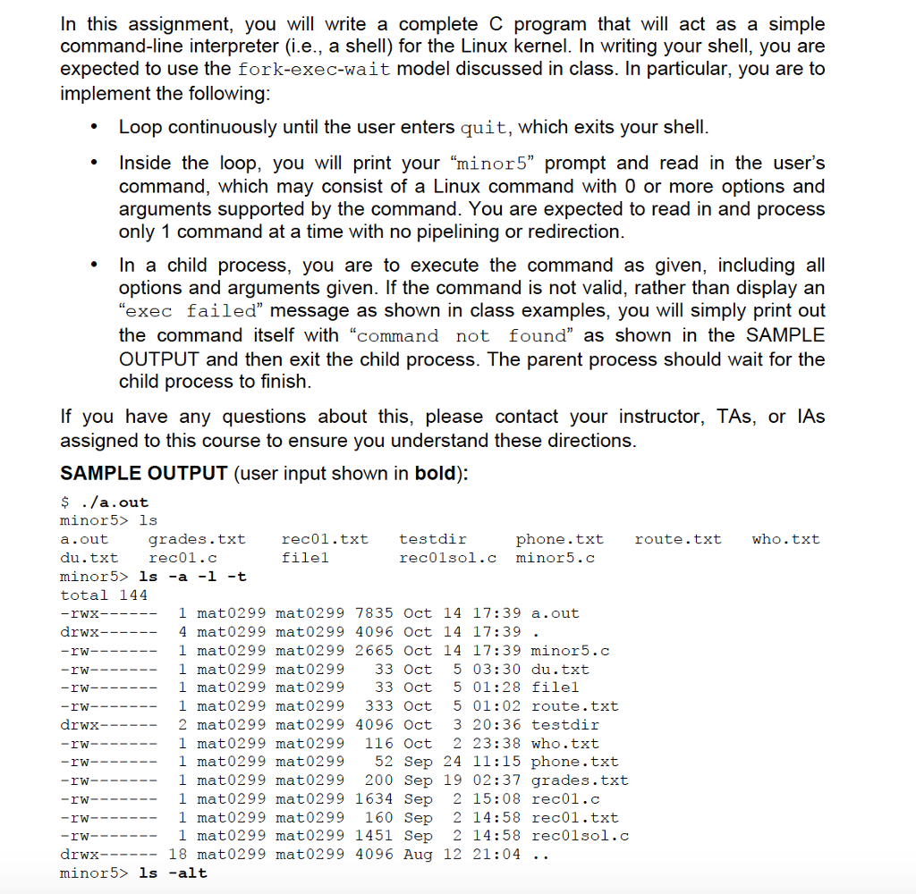 Solved In this assignment, you will write a complete C | Chegg.com