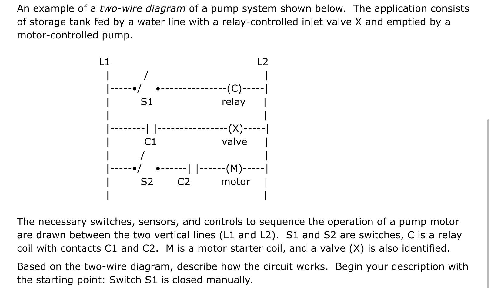 Solved An example of a two-wire diagram of a pump system | Chegg.com