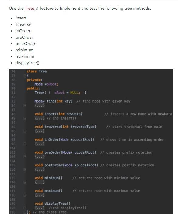 Solved Use the Treese lecture to Implement and test the | Chegg.com