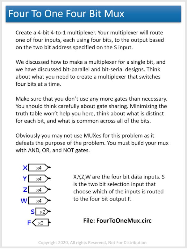 Solved Using Logisim, I have to make a 4to1 FOUR bit Mux. | Chegg.com
