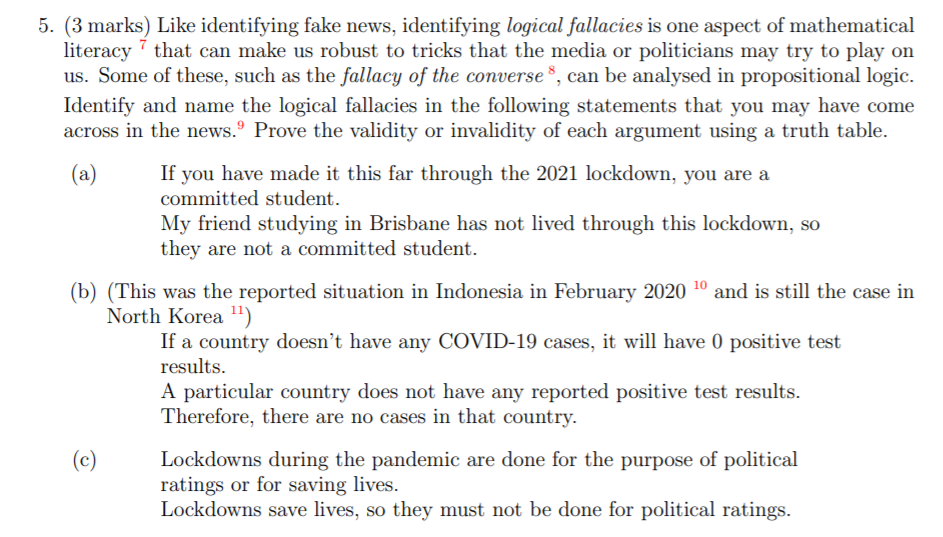 5. (3 marks) Like identifying fake news, identifying | Chegg.com