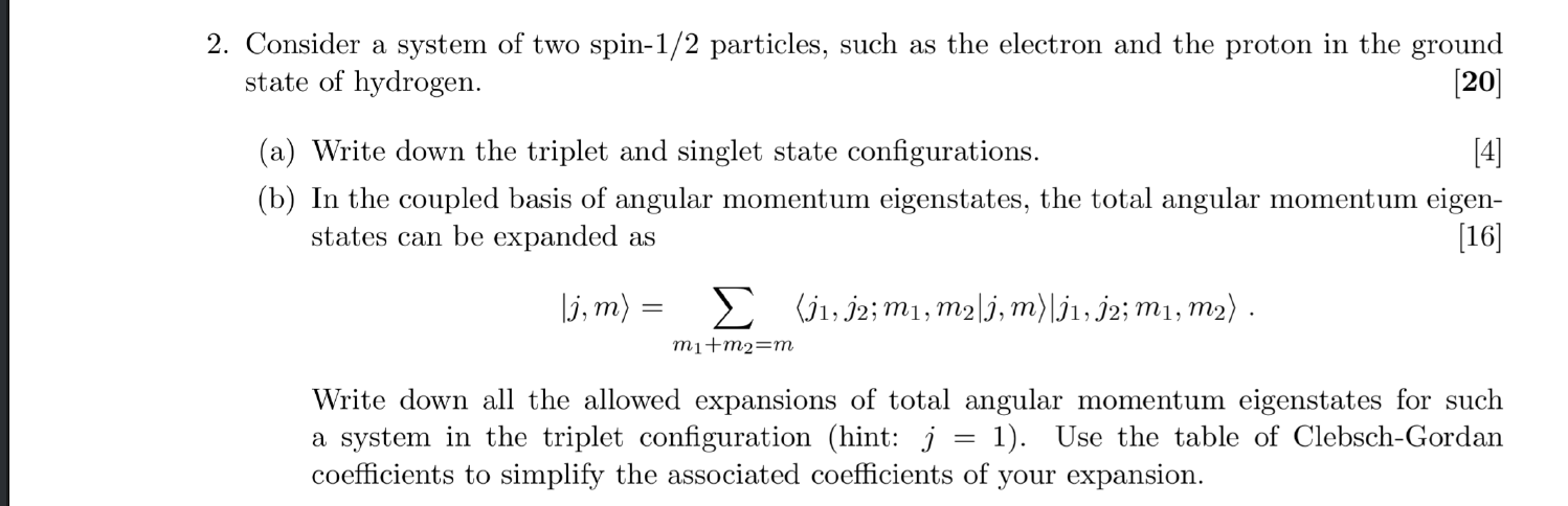 Solved Consider a system of two spin- 1/2 particles, such as | Chegg.com