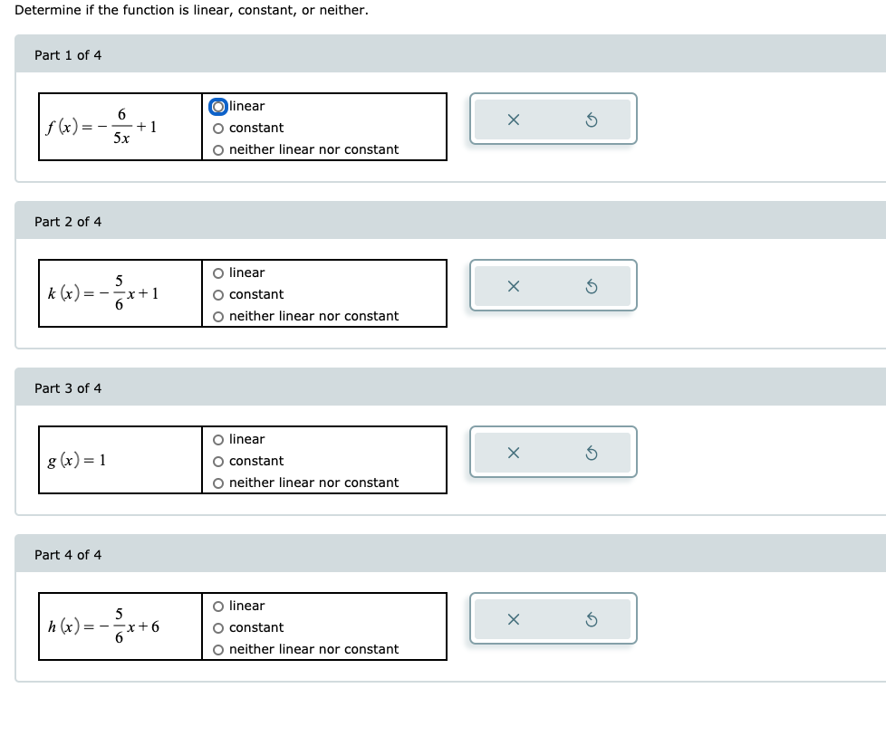 Solved Determine if the function is linear, constant, or | Chegg.com