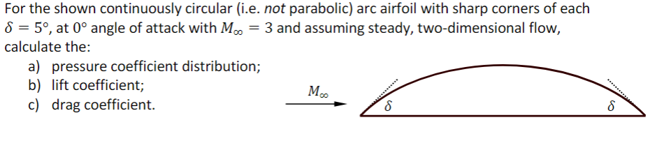Solved δ=5∘, at 0∘ angle of attack with M∞=3 | Chegg.com