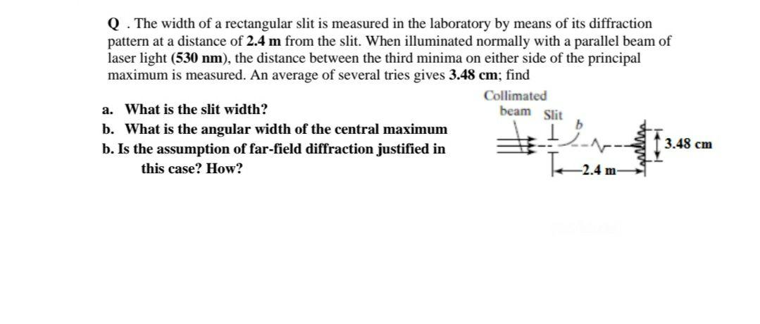 Solved Q . The width of a rectangular slit is measured in | Chegg.com