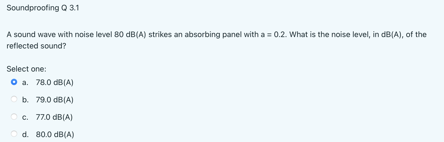 Solved A sound wave with noise level 80 dB( A) strikes an | Chegg.com