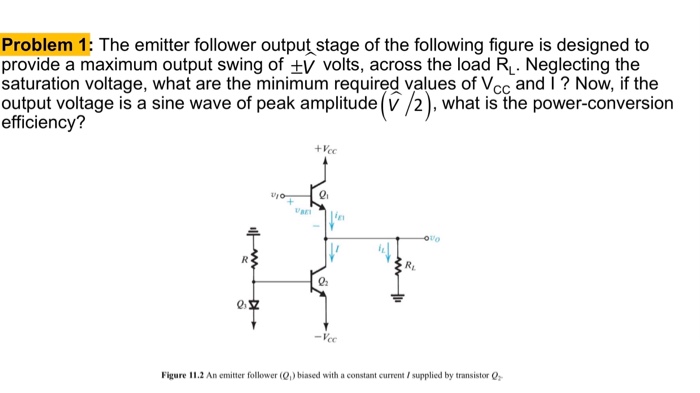 Solved Problem 1: The emitter follower output stage of the | Chegg.com