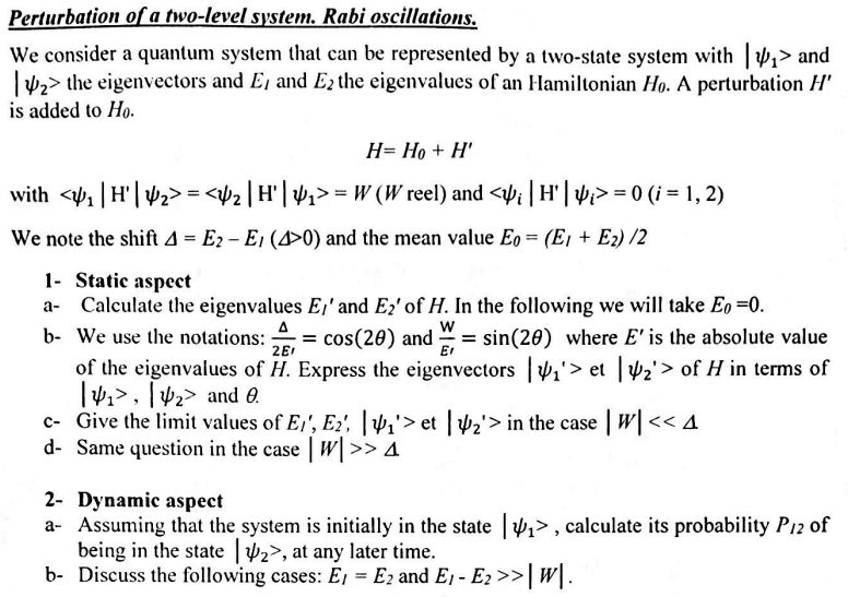 Solved Perturbation of a two-level system. Rabi | Chegg.com