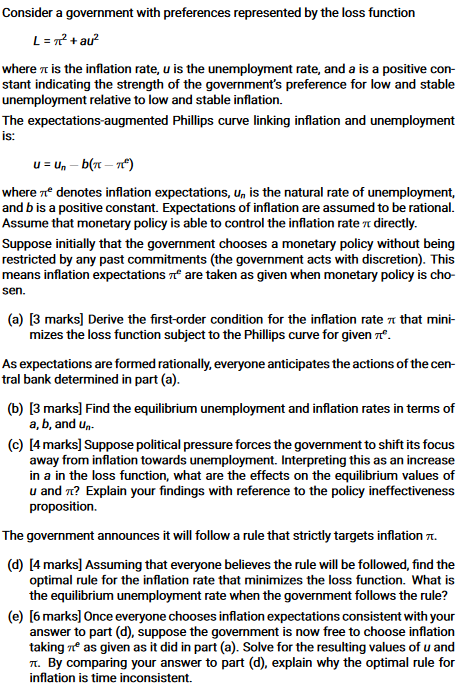 Consider a government with preferences represented by | Chegg.com