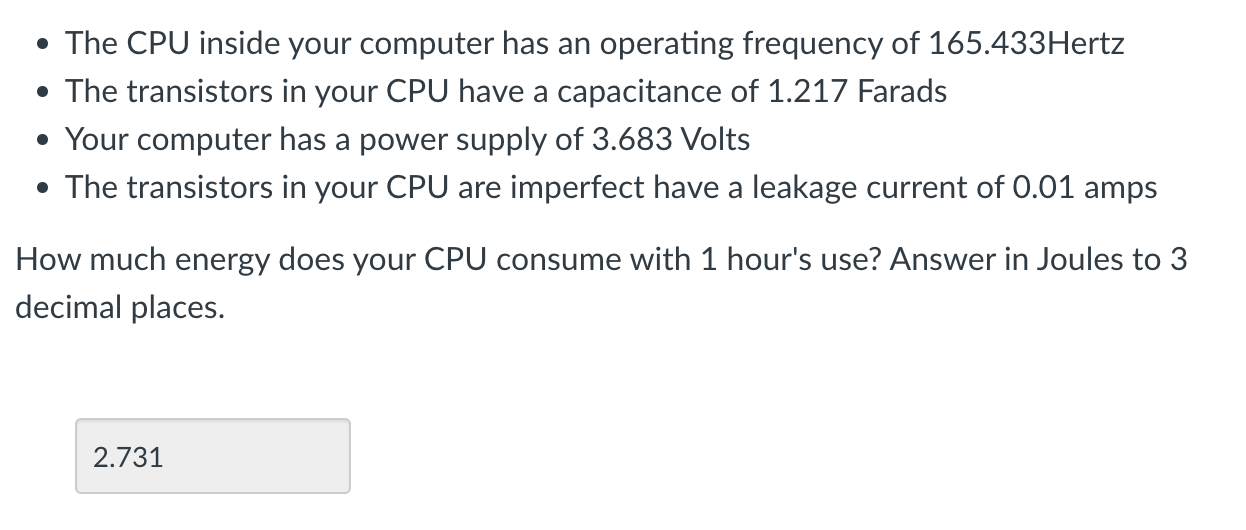 Solved - The CPU inside your computer has an operating | Chegg.com