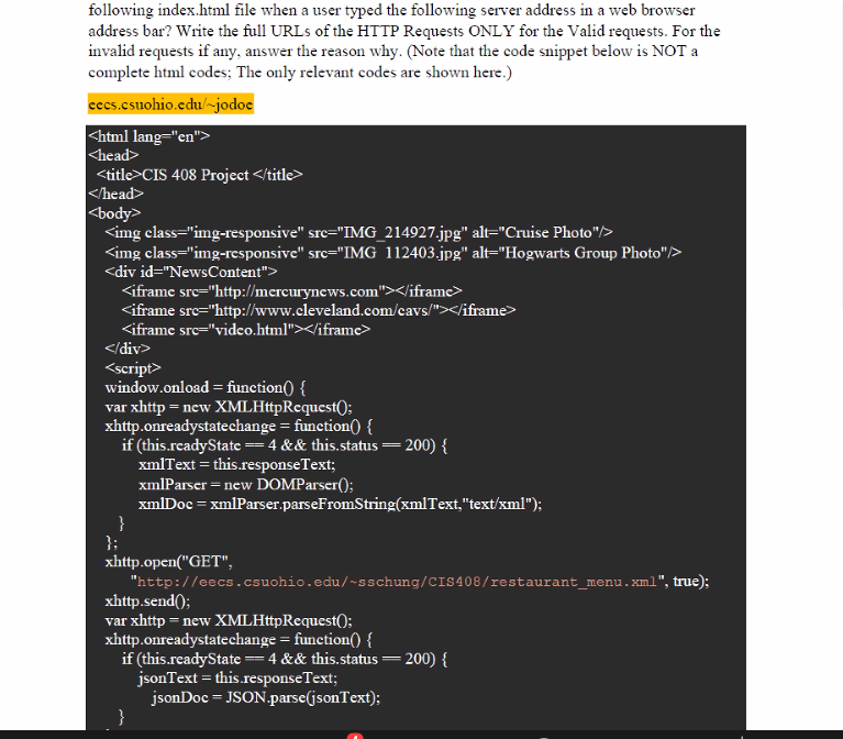 Solved following index.html file when a user typed the | Chegg.com