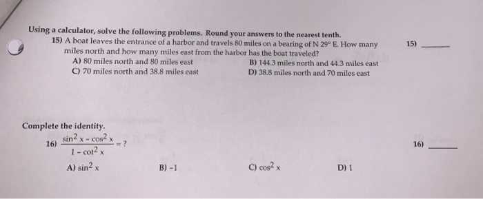Solved 15) Using a calculator, solve the following problems. | Chegg.com
