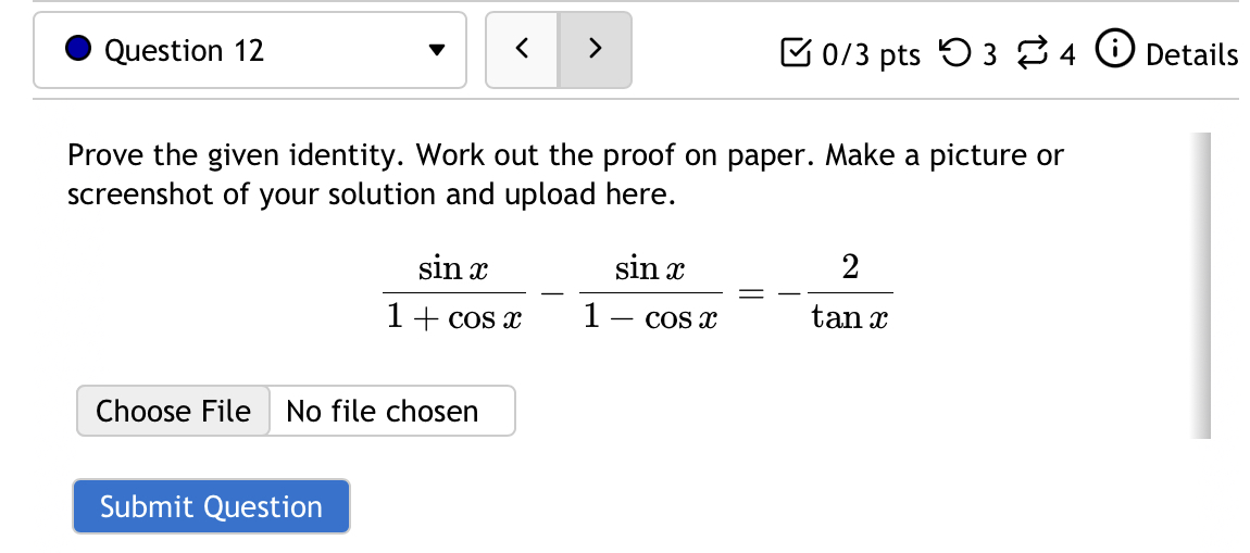 Solved Prove the given identity. Work out the proof on | Chegg.com