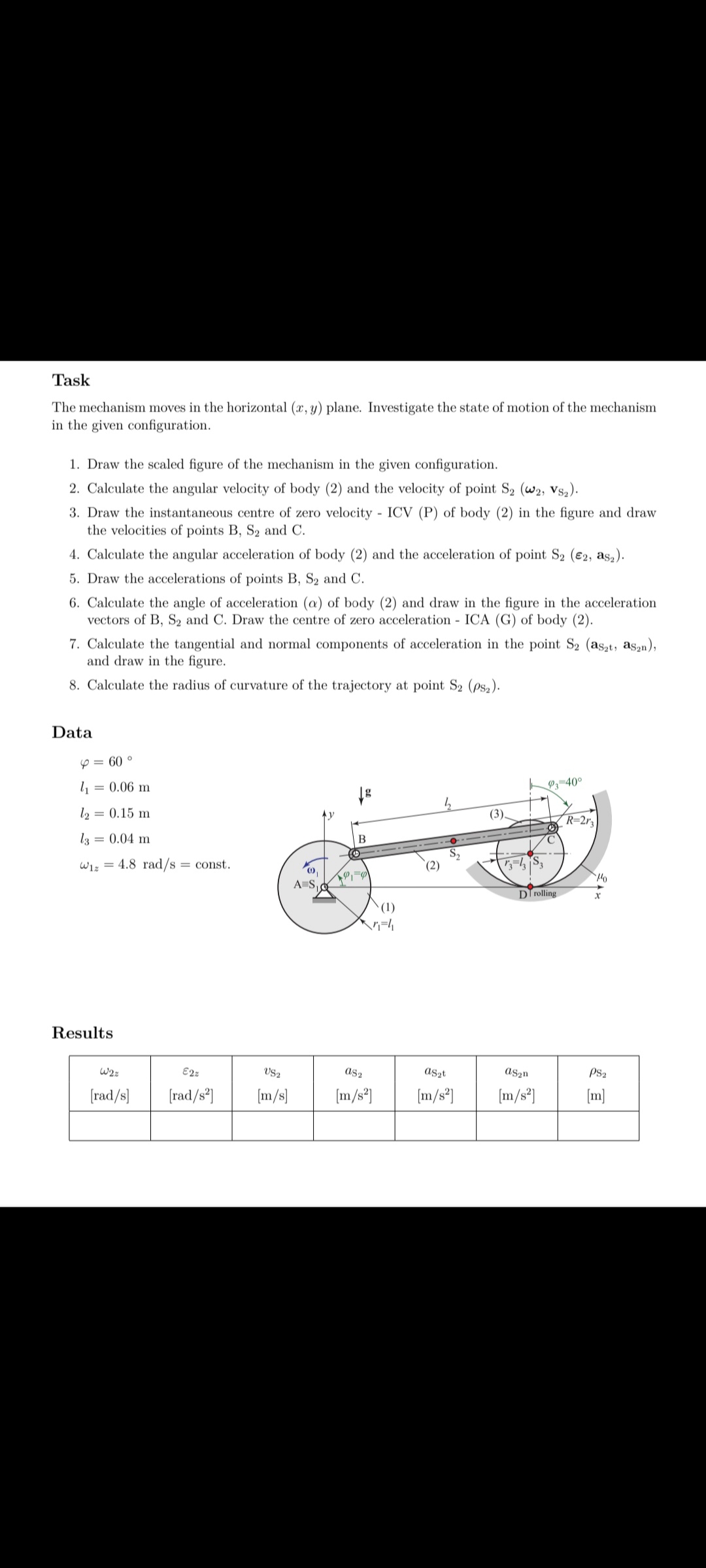Task The mechanism moves in the horizontal (x,y) | Chegg.com