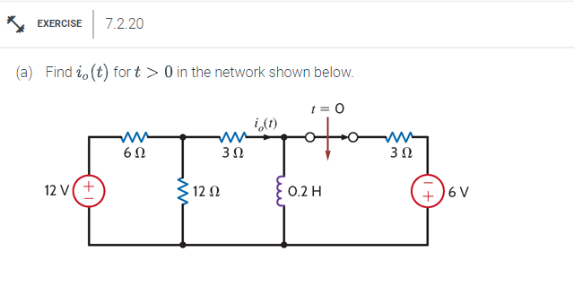 Solved (a) Find io(t) for t>0 in the network shown below. | Chegg.com