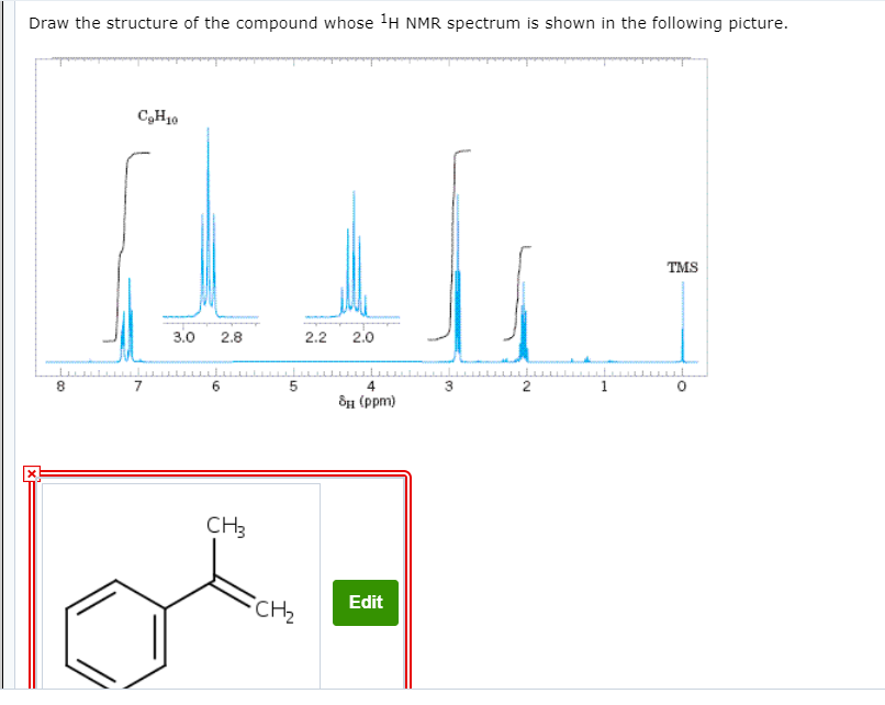 Solved Draw The Structure Of The Compound Whose 1h Nmr