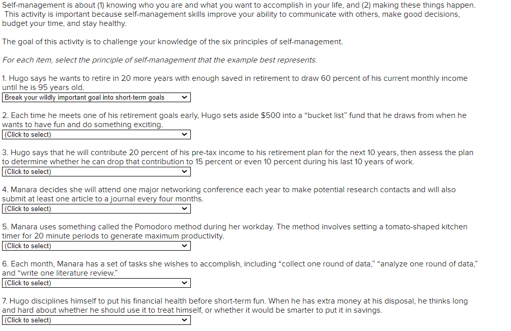 Solved Self-management is about (1) knowing who you are and | Chegg.com
