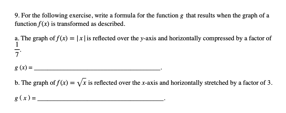 Solved For the following exercise, write a formula for the | Chegg.com
