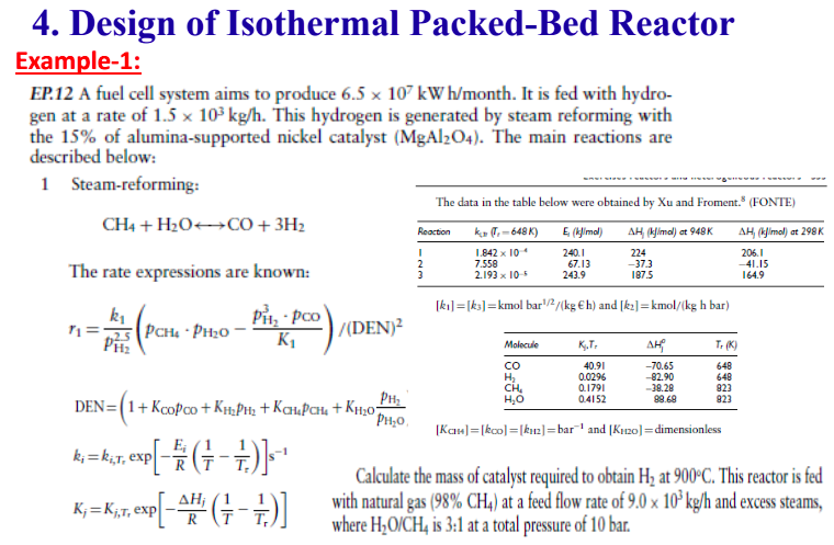 Solved 4. Design of Isothermal Packed-Bed Reactor Example-1: | Chegg.com
