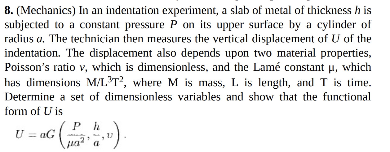 Solved Using the pi-Theorem solve the following: (DO NOT | Chegg.com