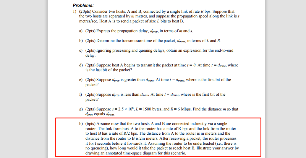 Solved Problems: 1) (20pts) Consider two hosts, A and B, | Chegg.com